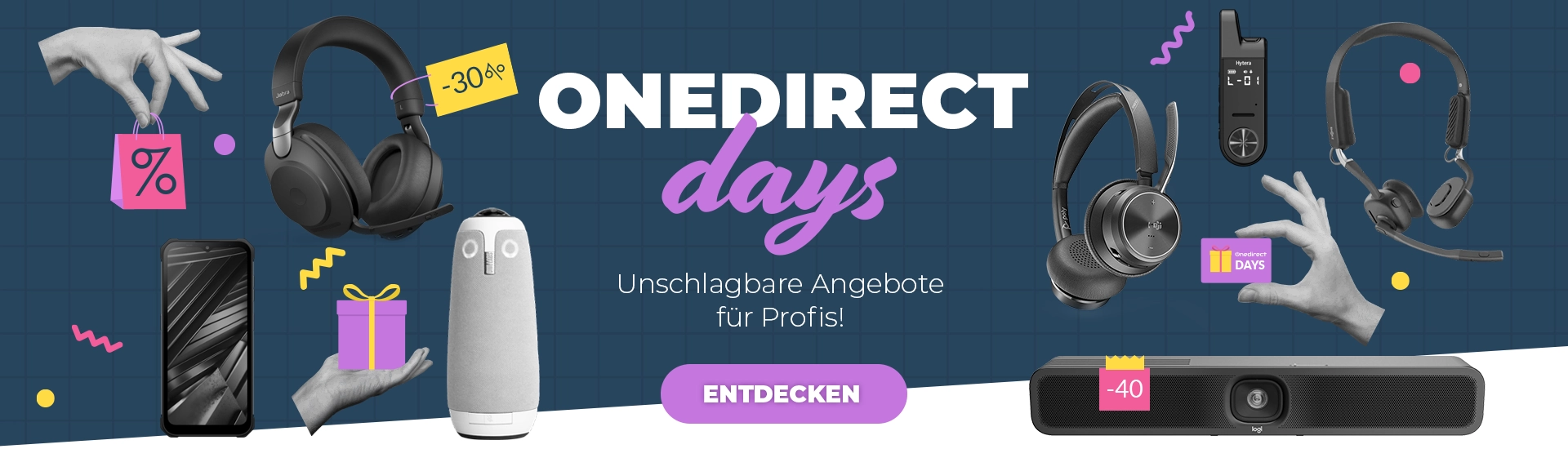 Onedirect: Onlineshop für Headsets, Telefone, Funkgeräte & mehr